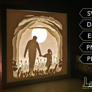 3D Layered Dad Shadow Box Svg, Father's Day Light Box Svg, Father ...