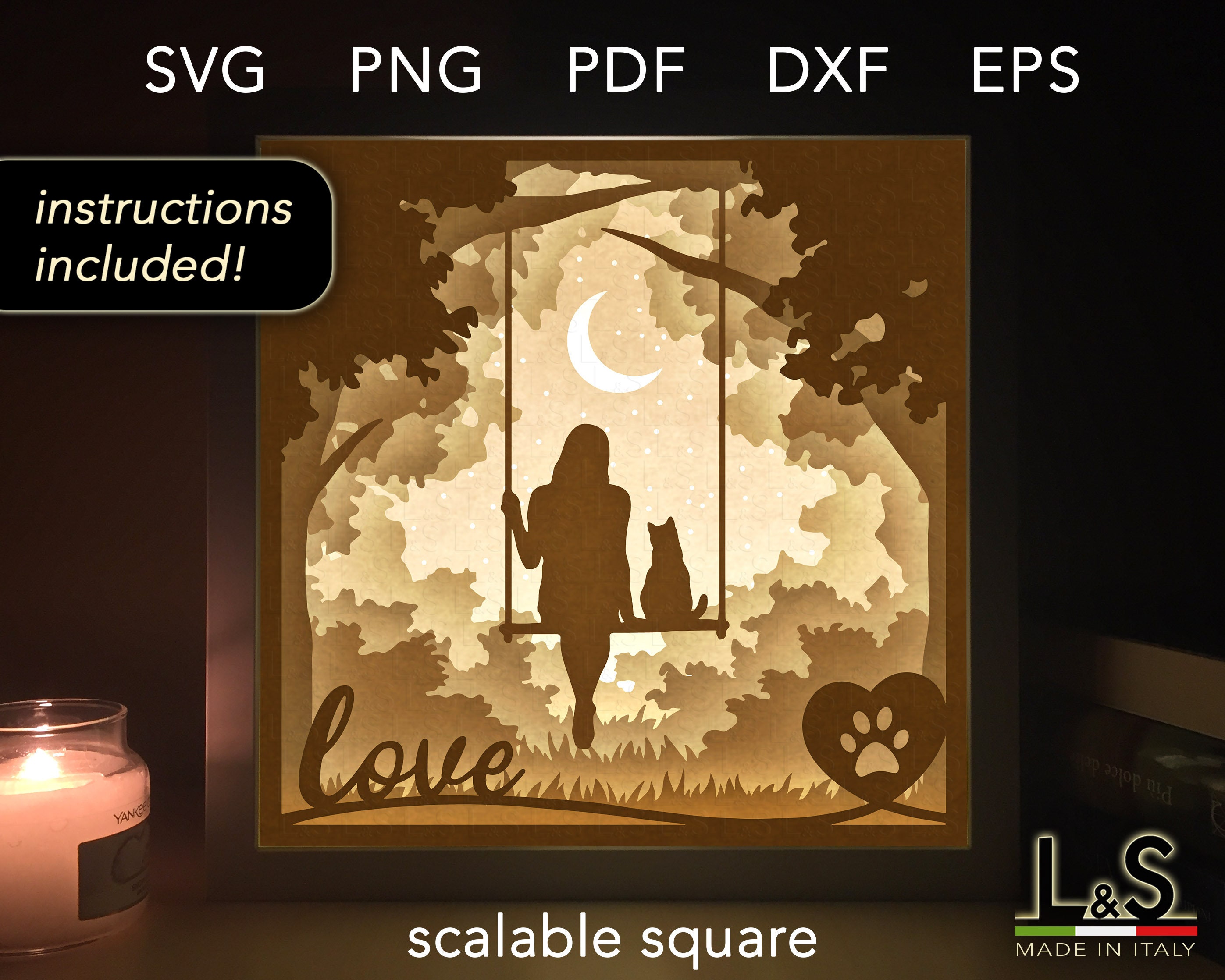 Cat Light Box Svg Cat Shadow Box Svg Cricut Lighted - Etsy