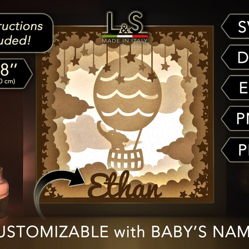 Customizable Baby Shadow Box Svg File for Cricut 3D Light Box - Etsy