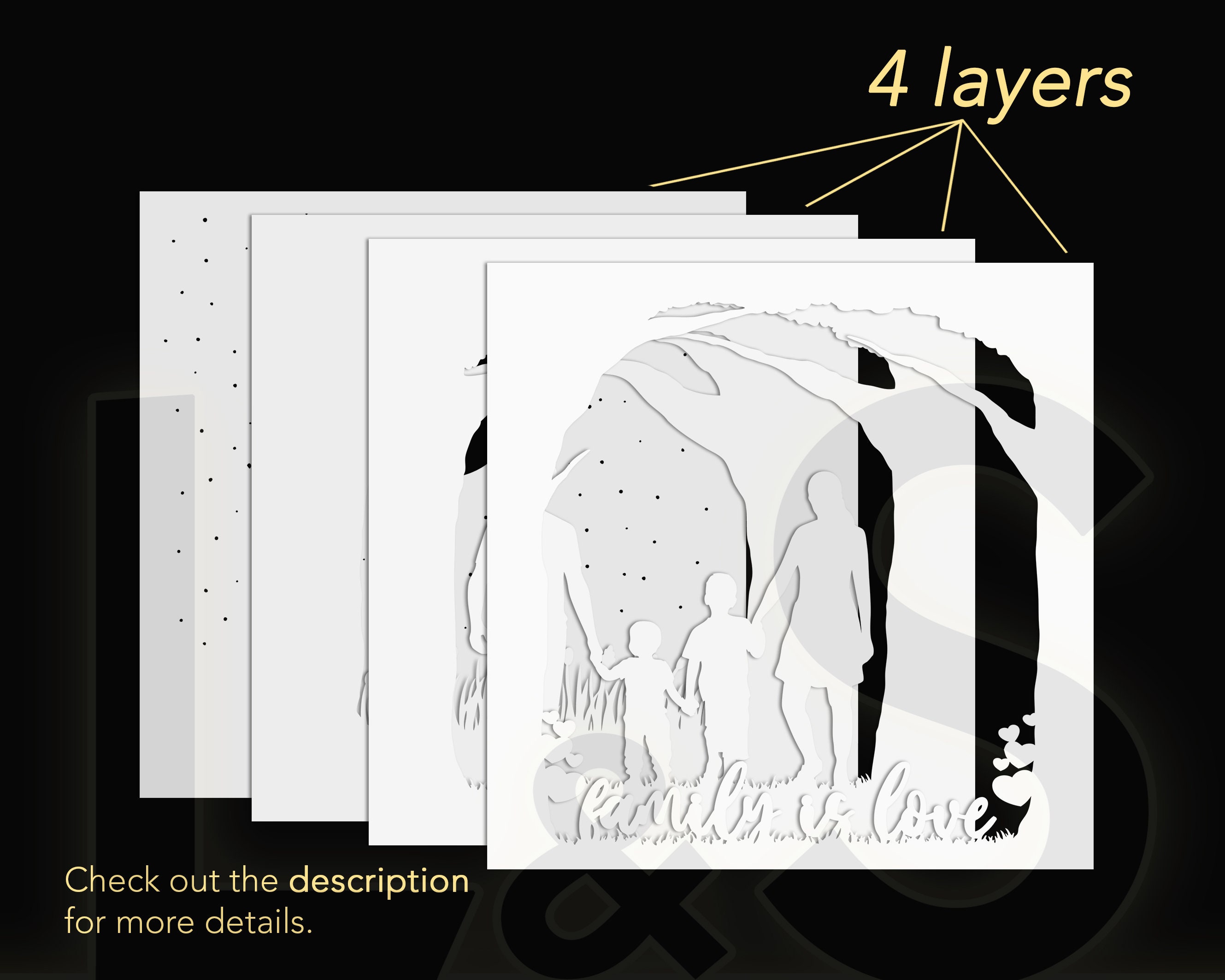 Family Shadow Box Template 3D Light Box Svg 3D Layered - Etsy