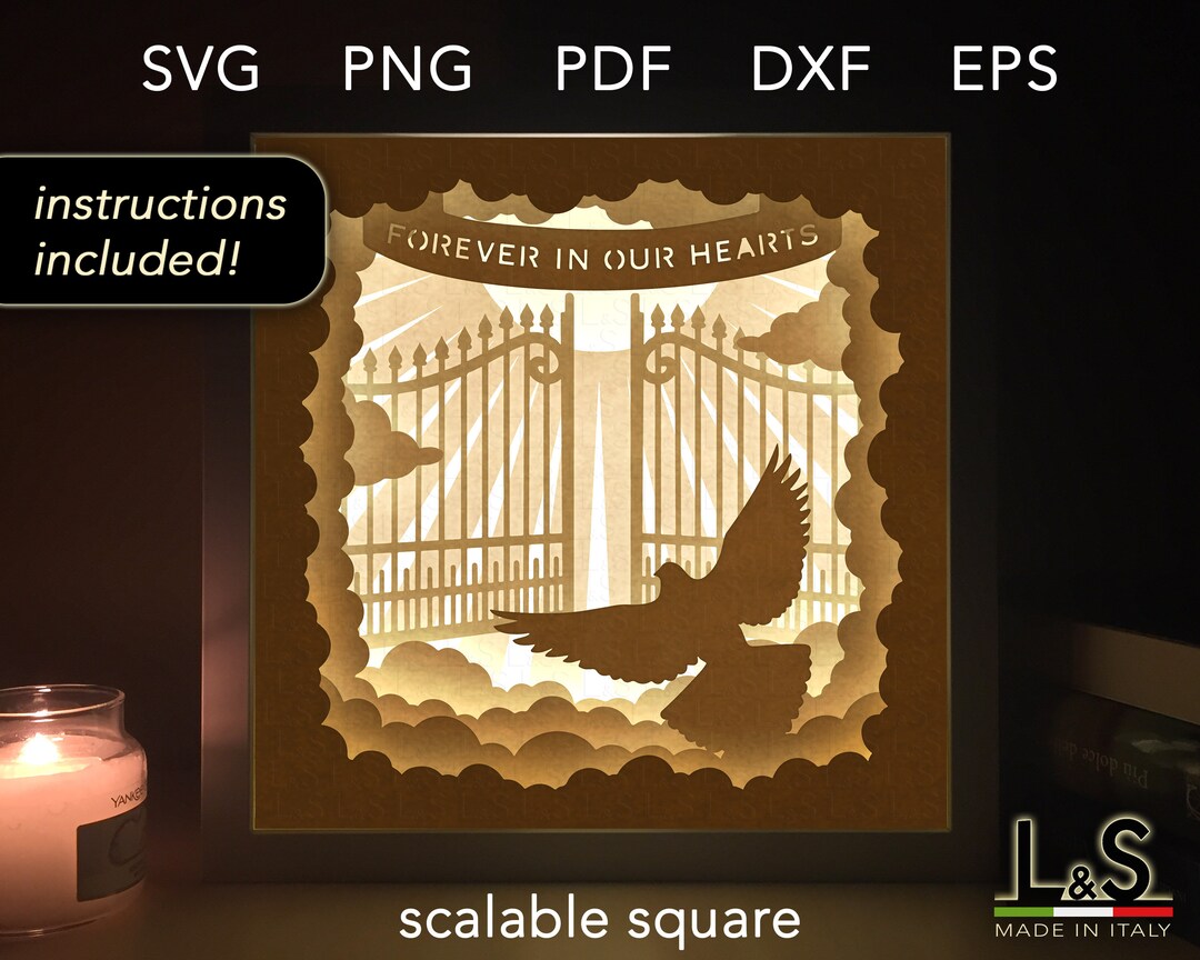 Layered Memorial Shadow Box Svg Cricut Memorial Light Box Svg - Etsy