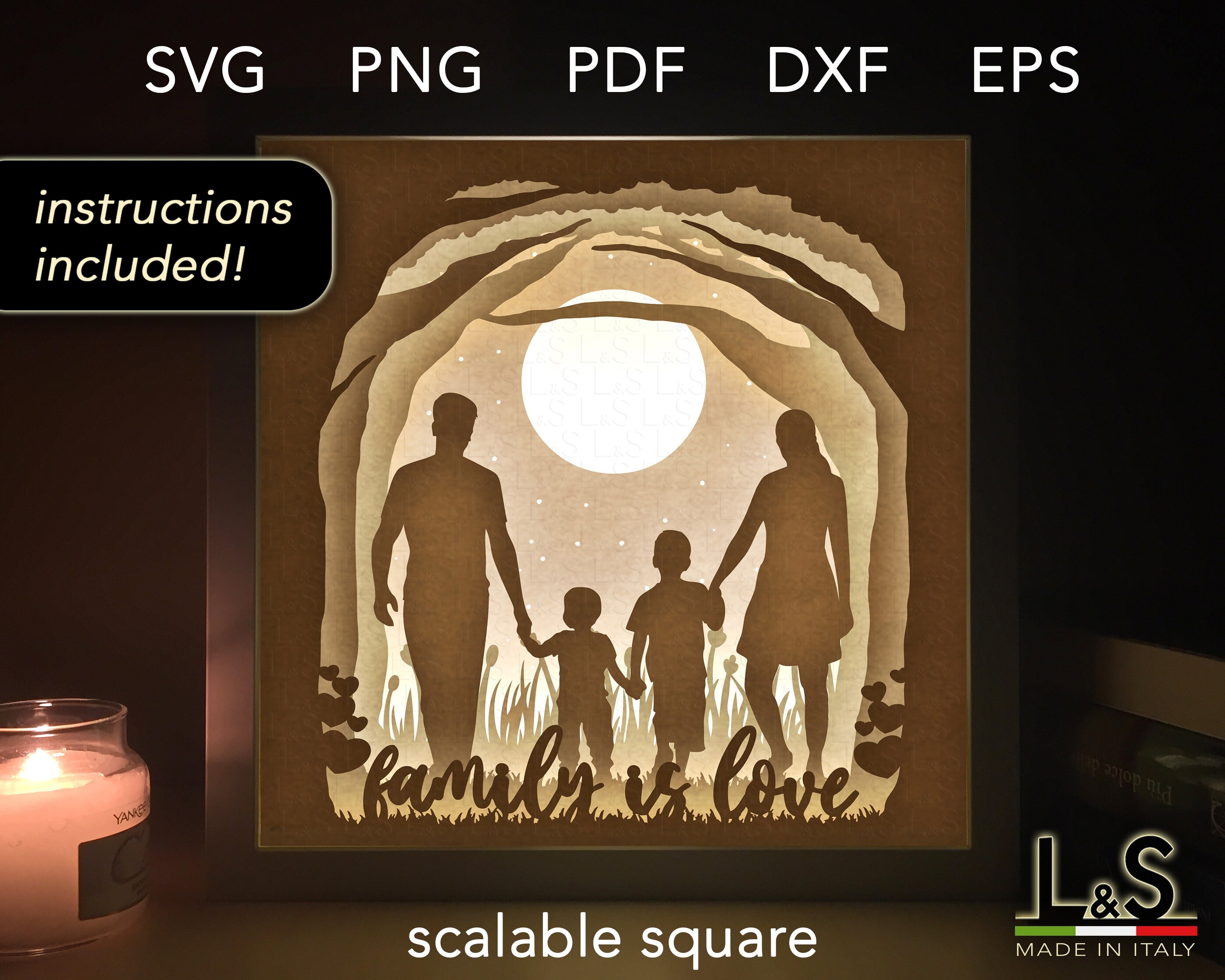 Family Shadow Box Template 3D Light Box Svg 3D Layered - Etsy