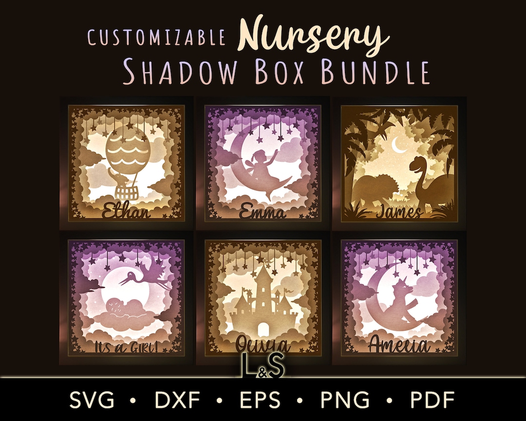 Customizable Baby Shadow Box Svg Bundle, 3D Nursery Shadowbox Art ...