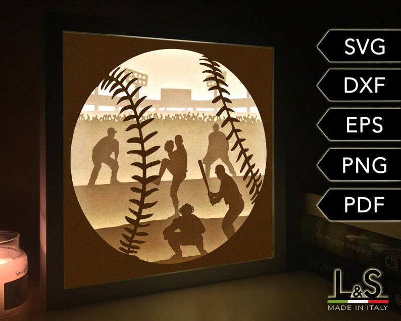 3D Layered Baseball Shadow Box Svg Lighted Shadow Box - Etsy