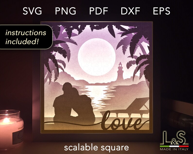 Couple Shadowbox Svg Beach Wedding Shadow Box Svg Cricut - Etsy