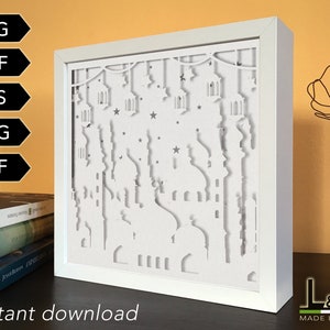 Islamic Shadow Box Svg Cricut, Ramadan Shadowbox Art, Paper Cut Light ...