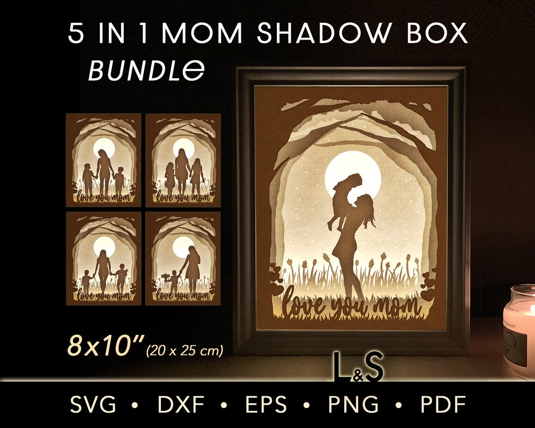 Mom Shadow Box Svg Bundle, 3D Light Box Svg Cricut, Mothers Day Shadow ...