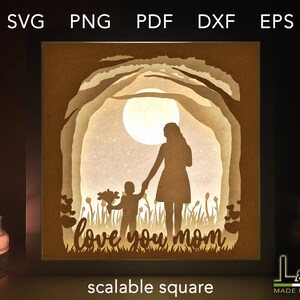 Mom Shadow Box Svg Bundle, Papercut Light Box Template, Layered Shadow ...