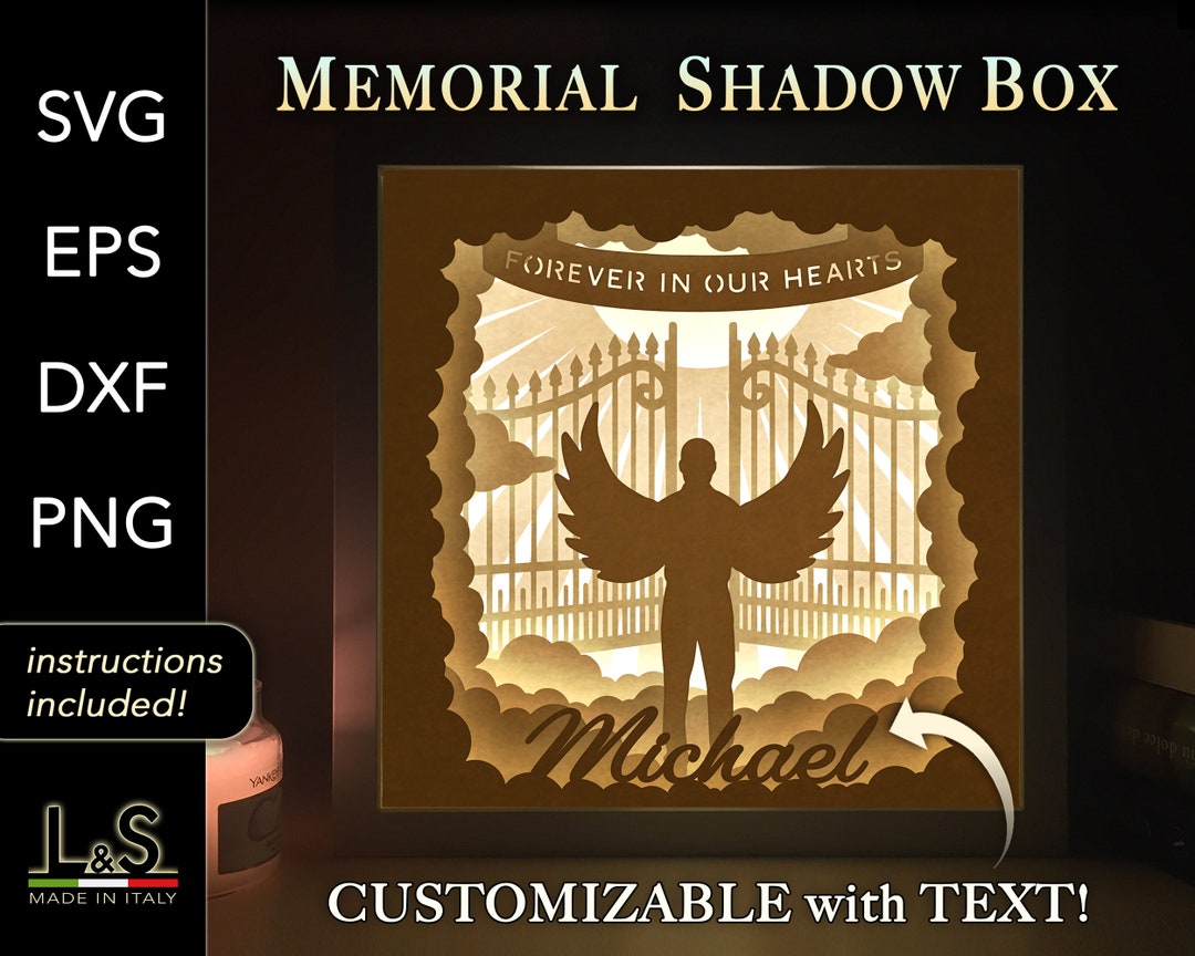 Customizable Memorial Shadow Box Svg Cricut Layered Angel - Etsy