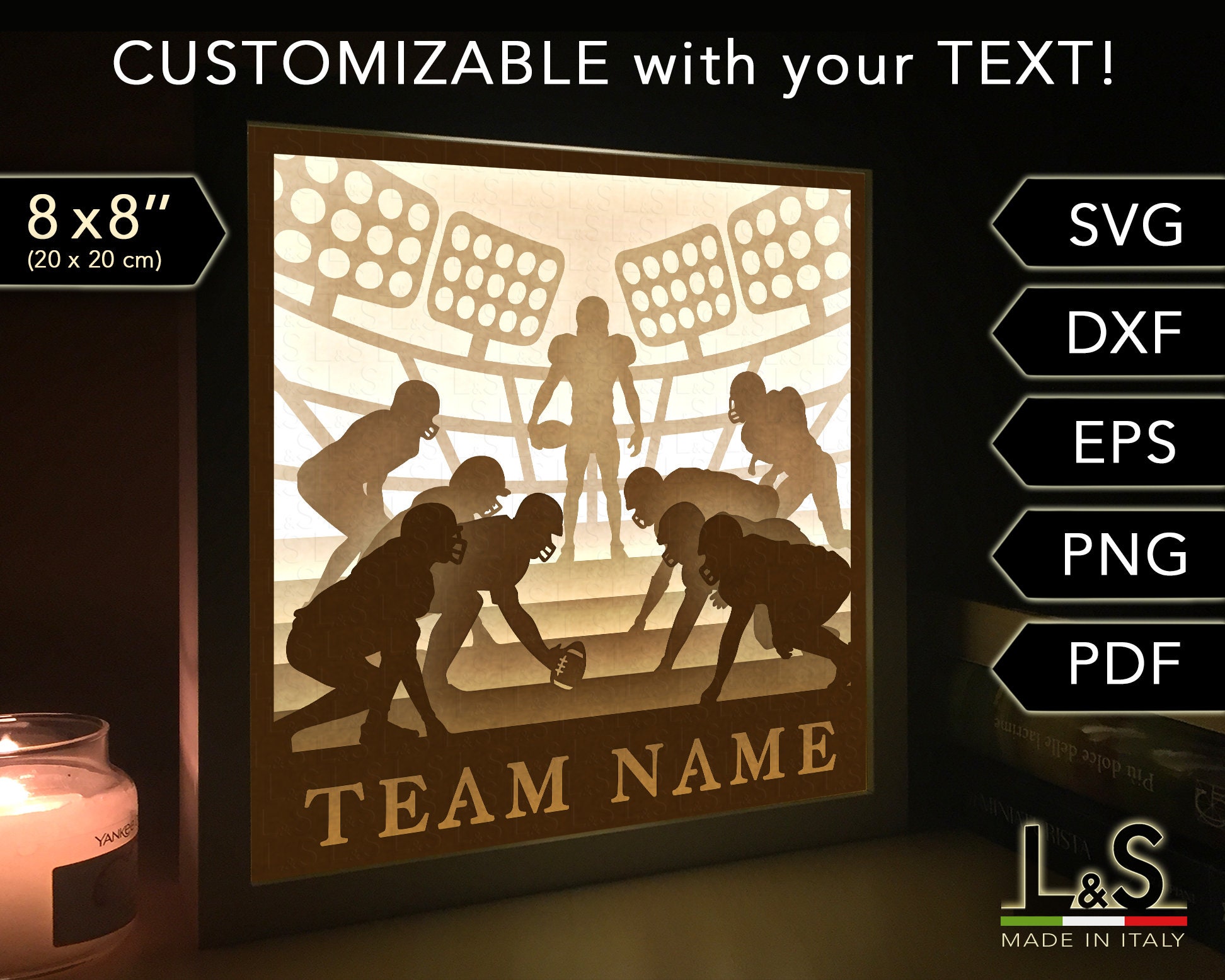 Customizable Football Shadow Box Svg Cricut, Sports Shadowbox Art, 3D ...
