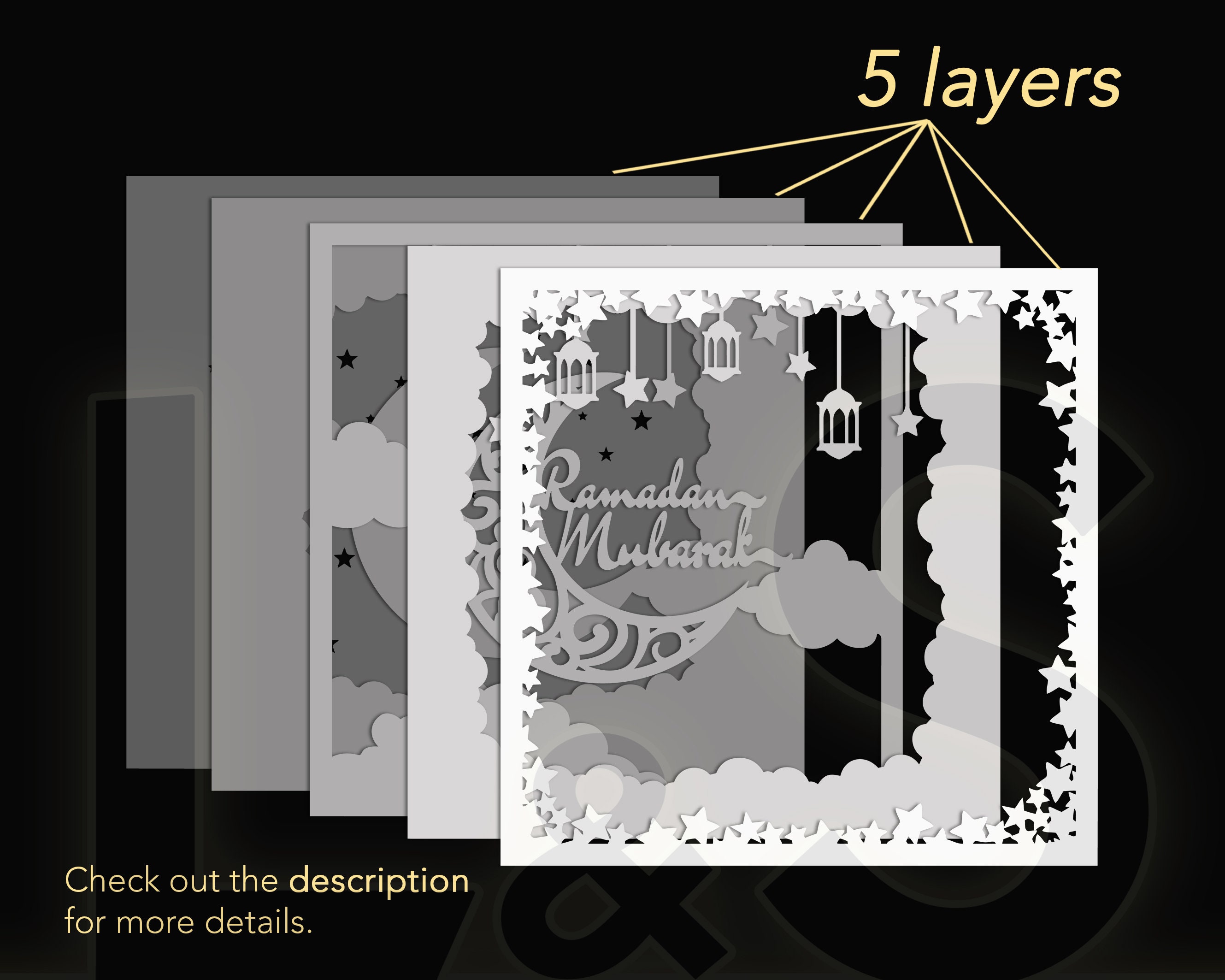 Ramadan Shadow Box Svg Bundle, Islamic Shadowbox Art, 3D Lightbox Svg ...