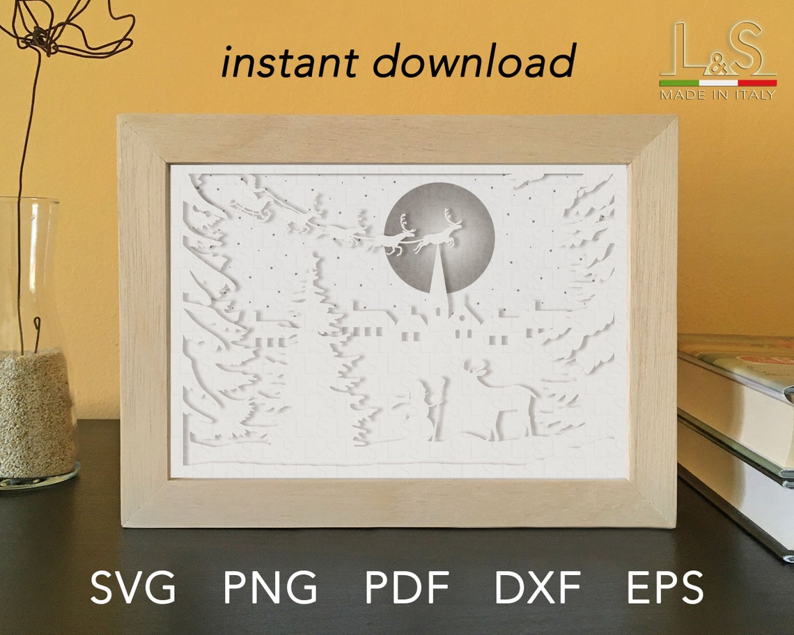 Christmas 3D Shadow Box SVG Layered SVG File for Cricut | Etsy