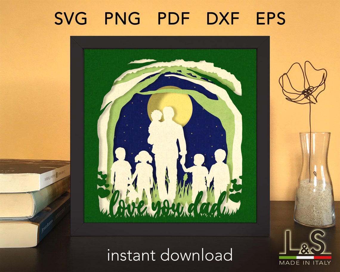 Layered Dad Shadow Box Svg Files Light Box Template Fathers - Etsy