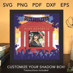 Customizable Graduation Shadow Box Svg Cricut, Layered Photo Frame Svg ...