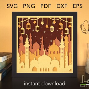 Islamic Shadow Box Svg Cricut, Ramadan Shadowbox Art, Paper Cut Light ...