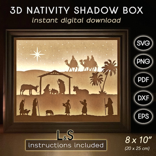 Nativity Shadow Box Svg - Etsy