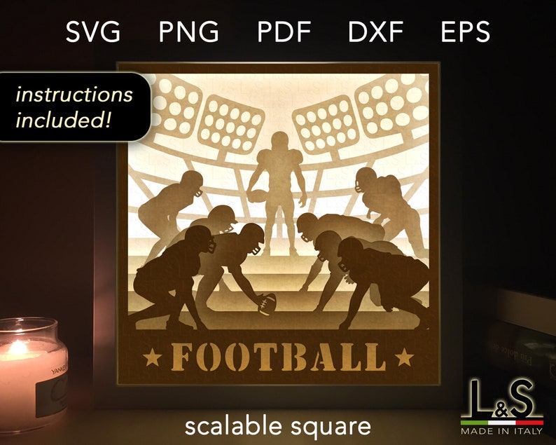 American Football Shadow Box Svg File Football Light Box Svg - Etsy