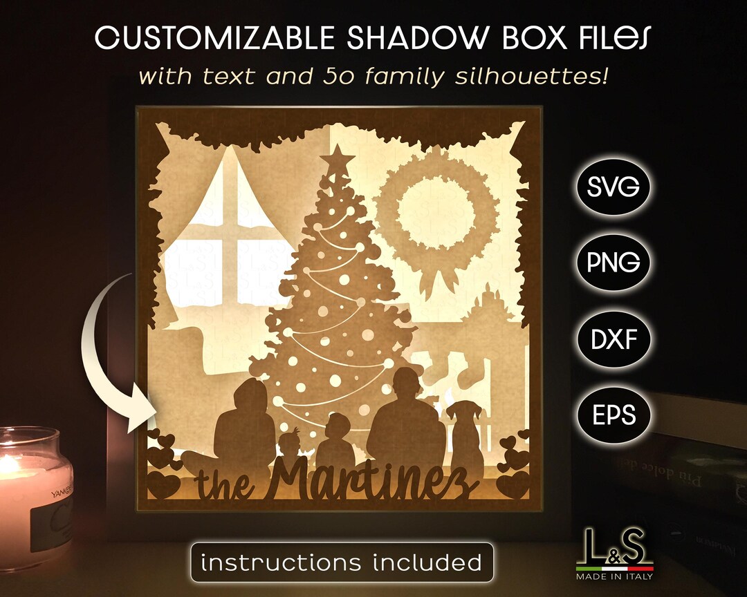 Customizable Family Shadow Box Svg Cricut, Personalized Christmas ...