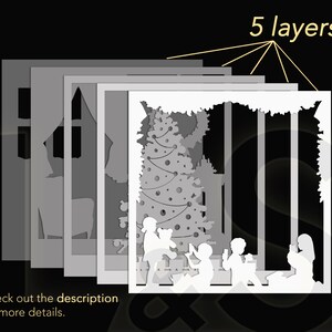 Layered Christmas Shadow Box Svg Cricut, Holiday Light Box Template ...