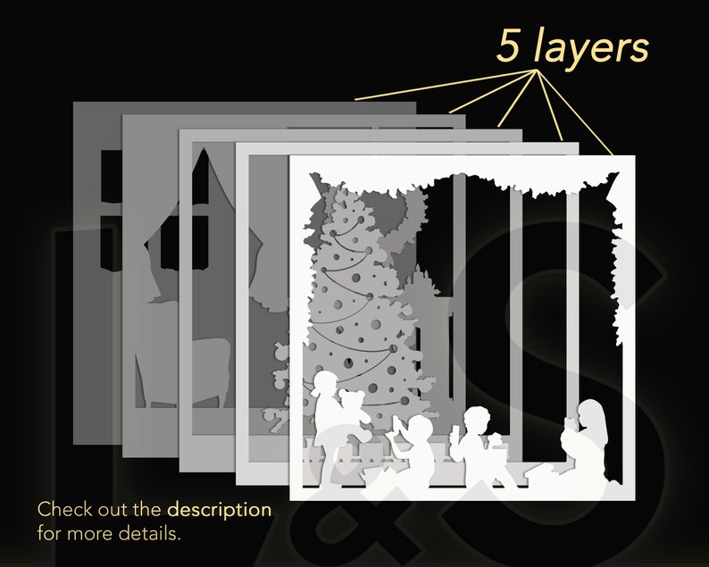 Layered Christmas Shadow Box Svg Cricut Holiday Light Box - Etsy