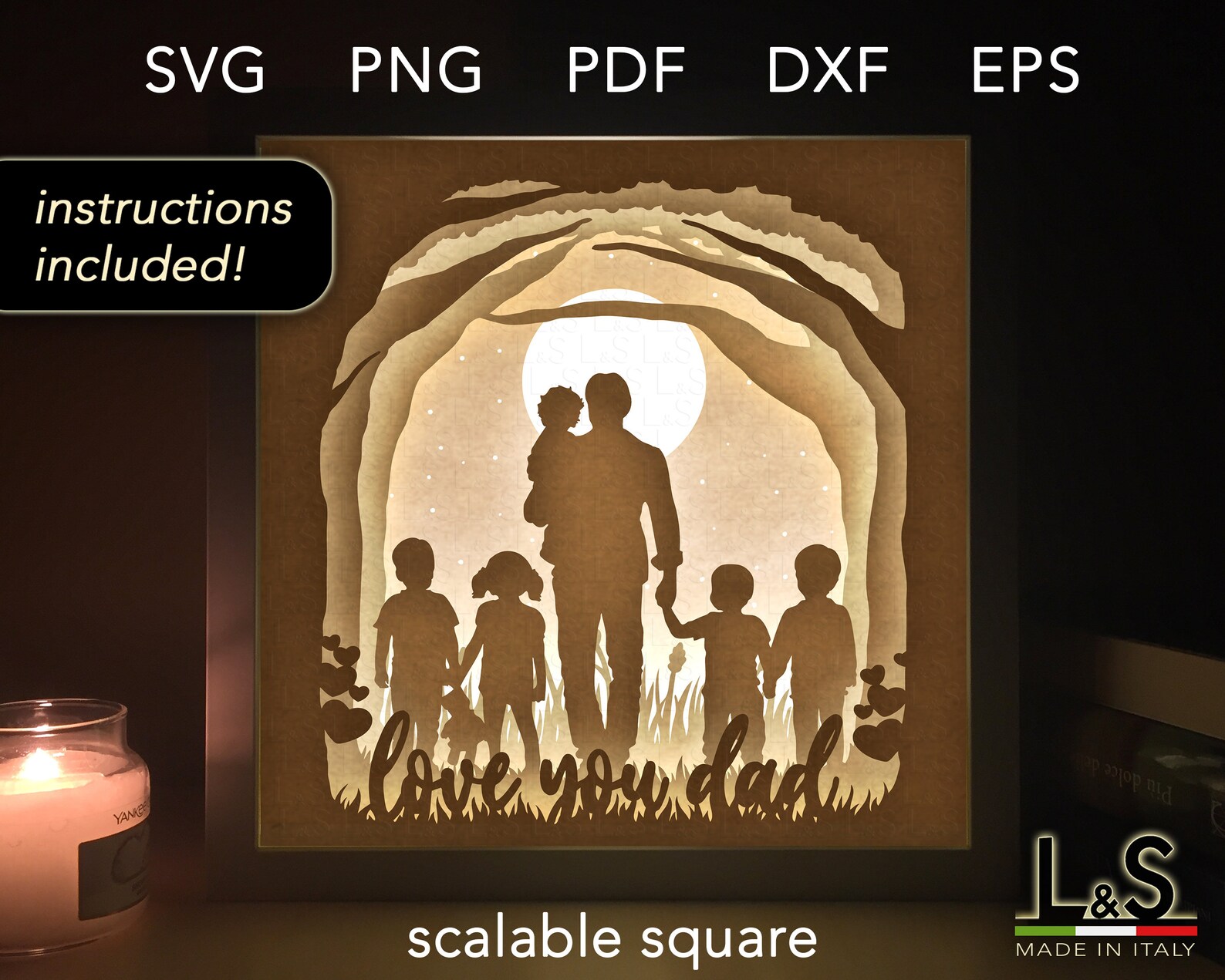 Layered Dad Shadow Box Svg Files Light Box Template Fathers - Etsy