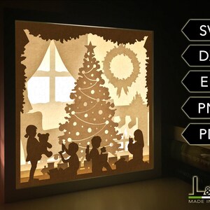 Layered Christmas Shadow Box Svg Cricut, Holiday Light Box Template ...