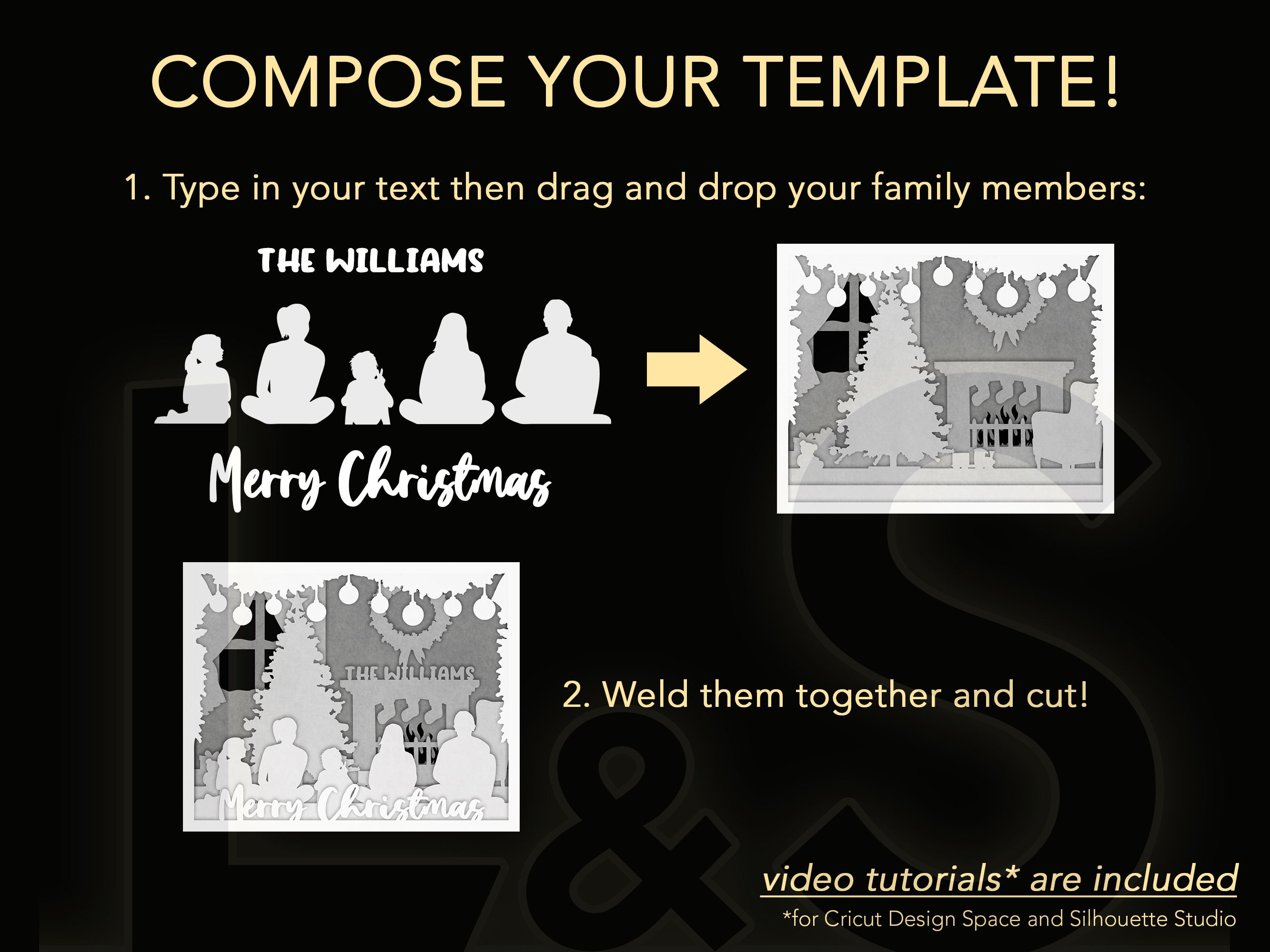 Customizable Family Shadow Box Svg Template Christmas Shadow | Etsy Canada