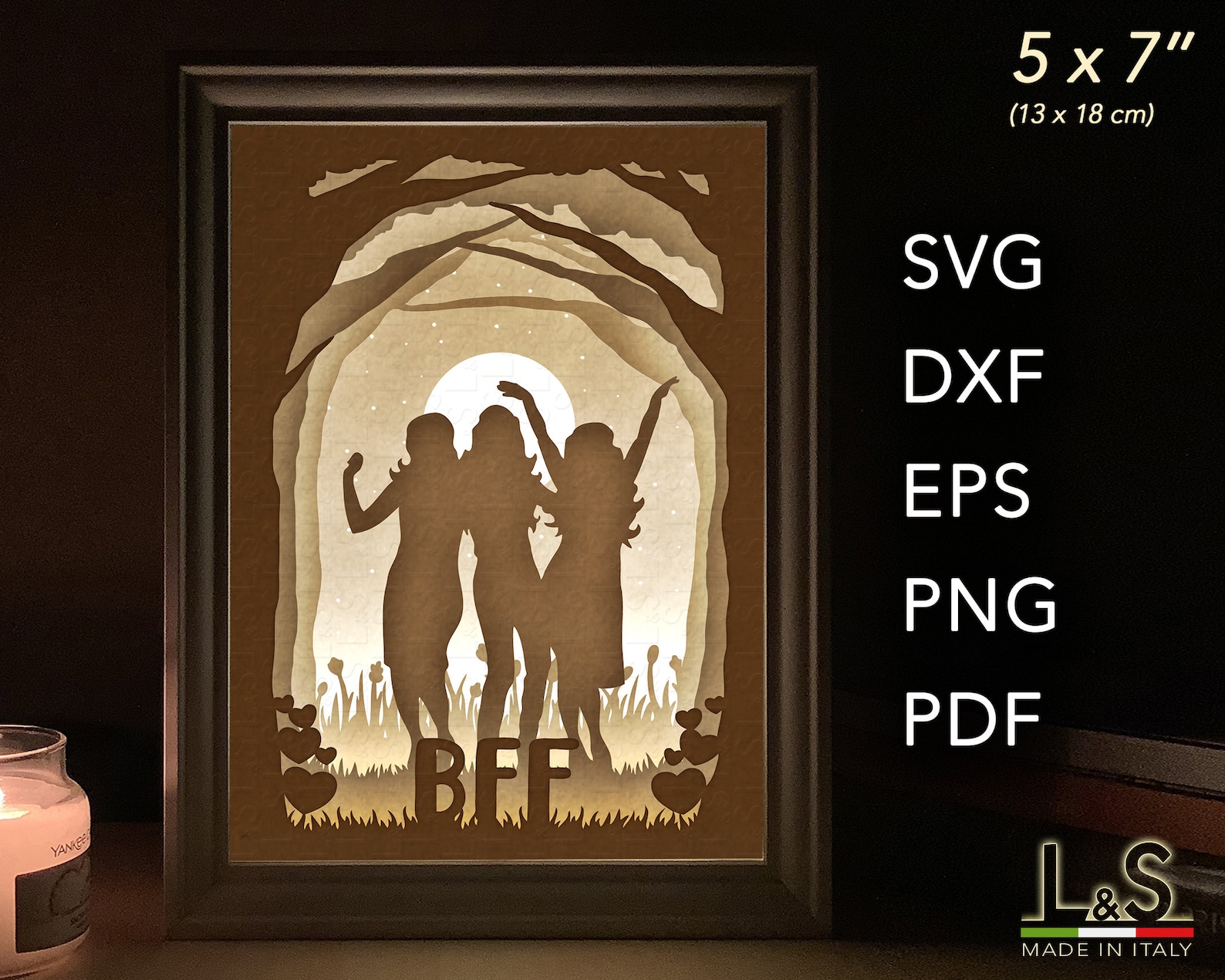 Best Friends Shadow Box SVG File for Cricut BFF Paper Cut - Etsy