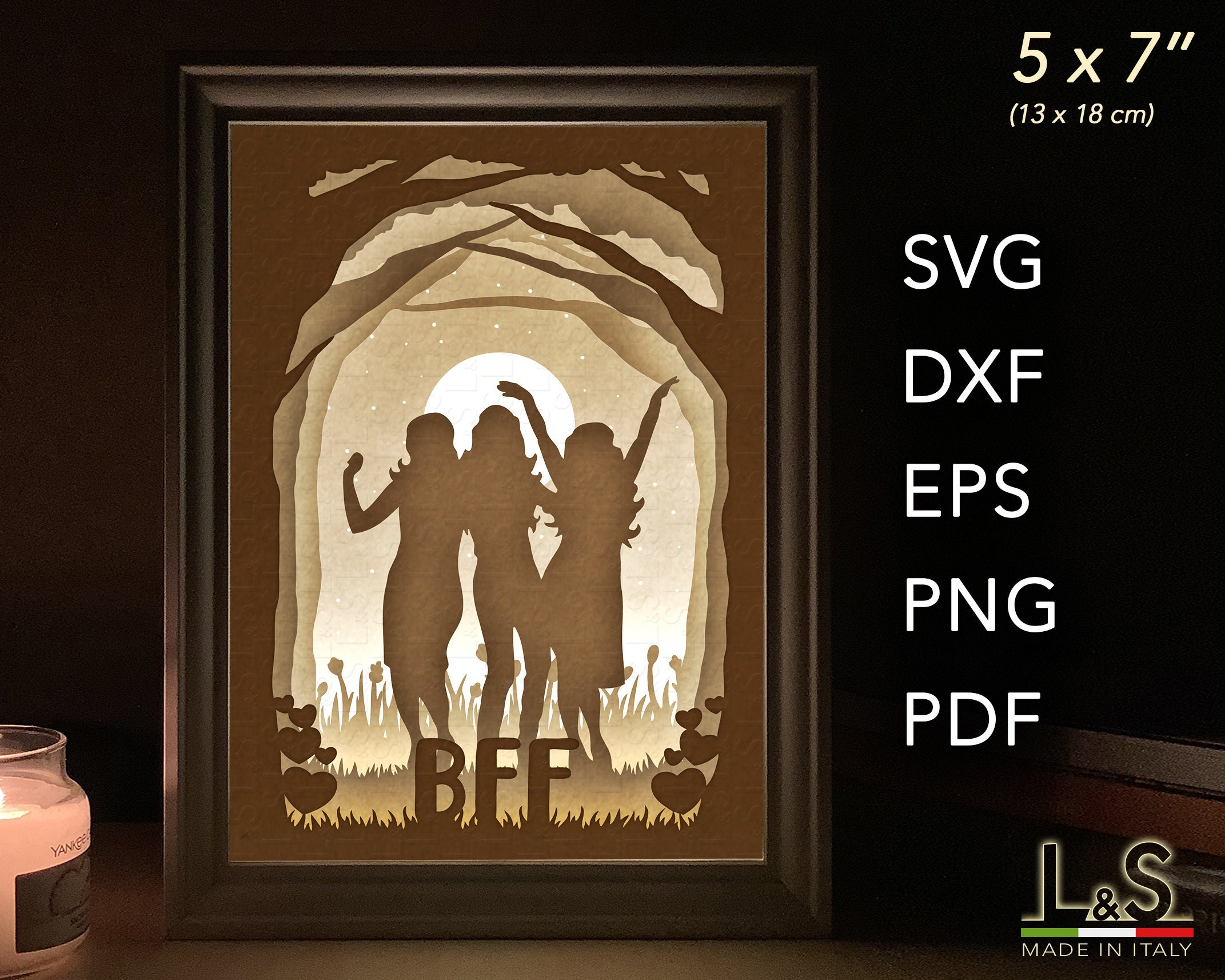 Best Friends Shadow Box SVG File for Cricut BFF Paper Cut - Etsy