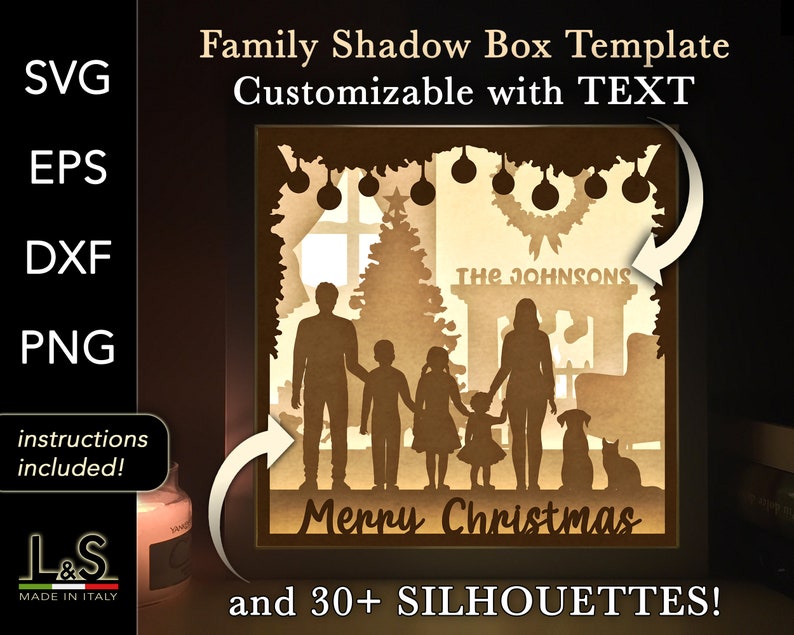 Customizable Family Shadow Box Svg for Christmas Christmas - Etsy