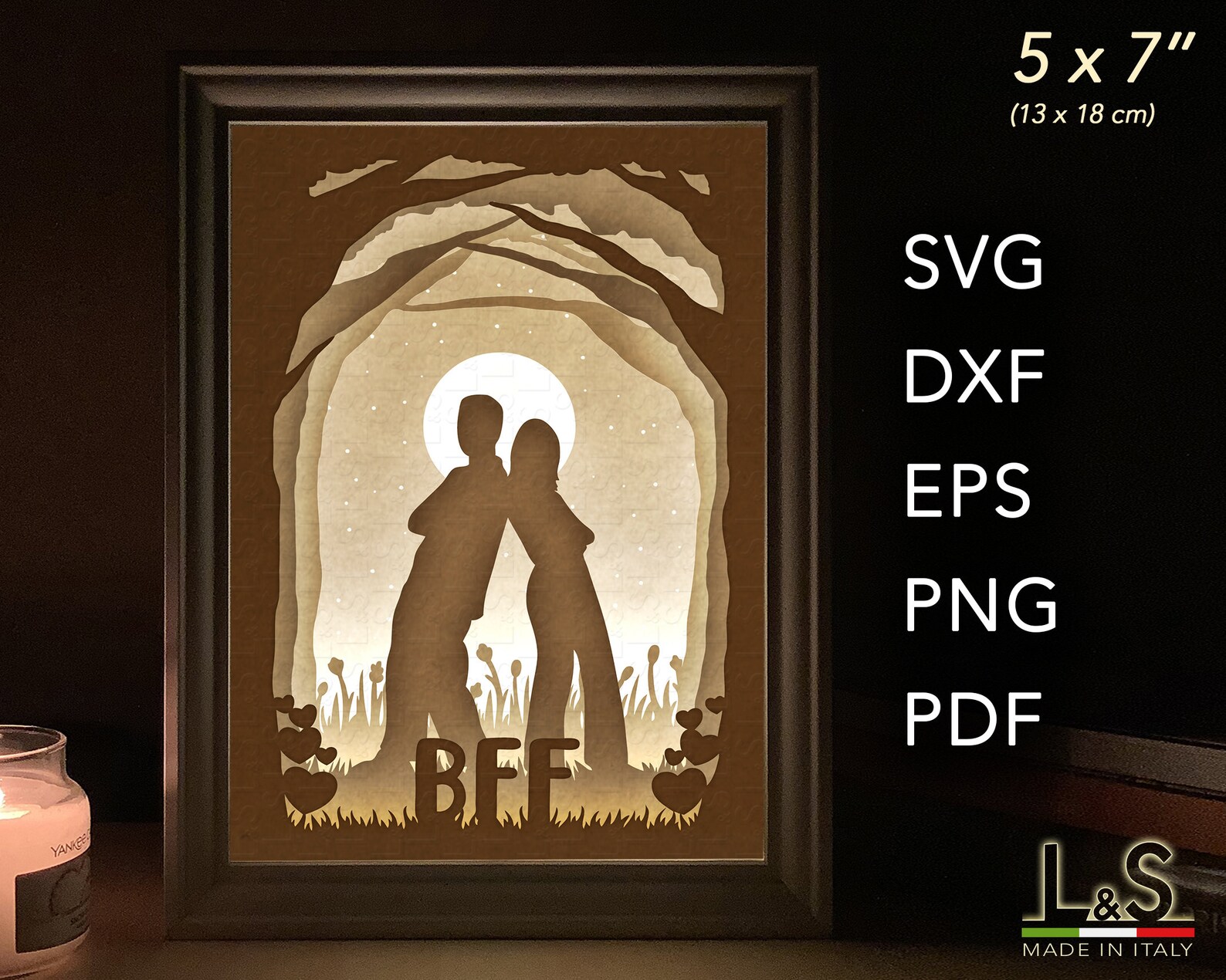 Best Friends Shadow Box SVG File for Cricut, BFF Paper Cut Light Box ...