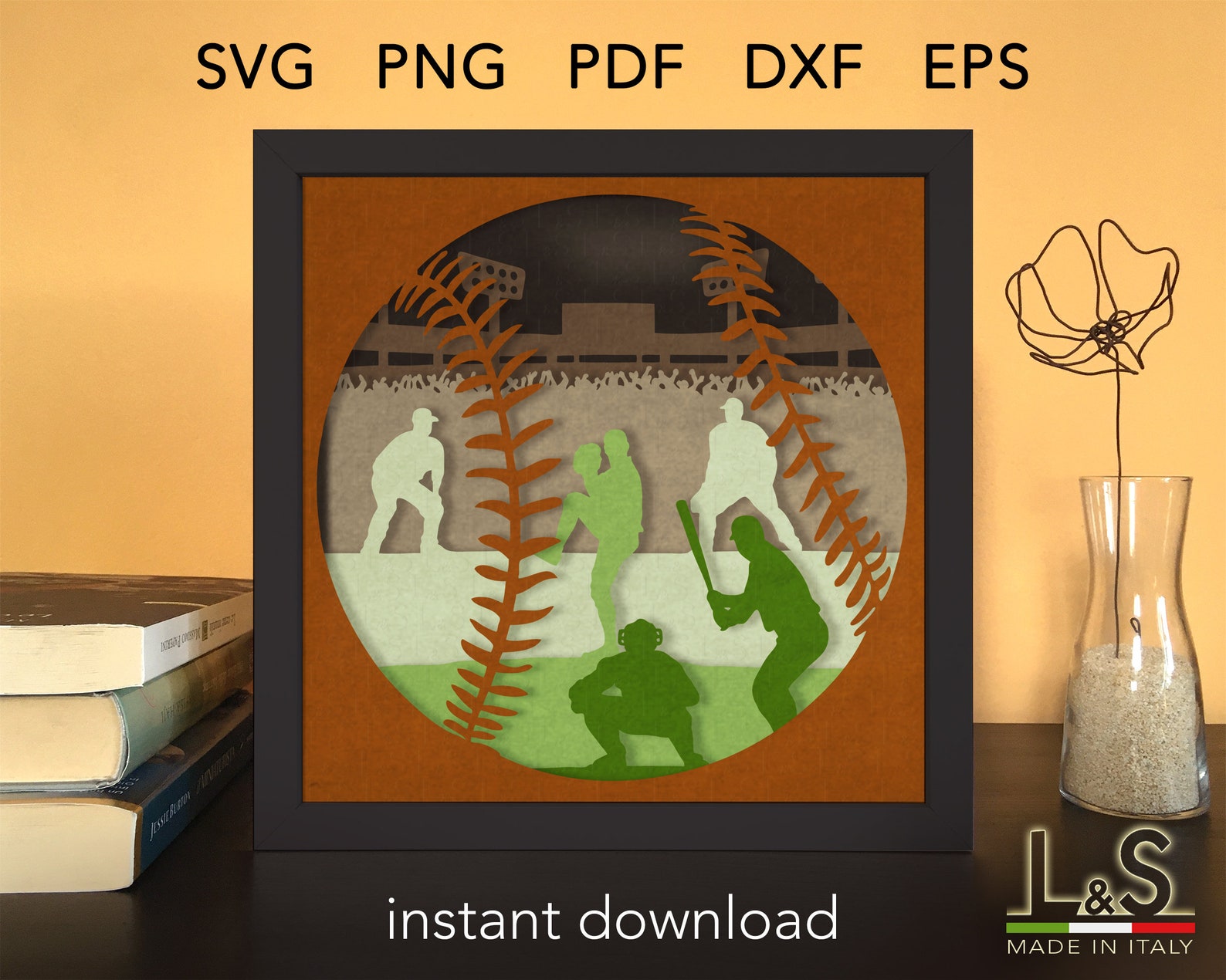 3D Layered Baseball Shadow Box Svg, Lighted Shadow Box Template, 3D ...