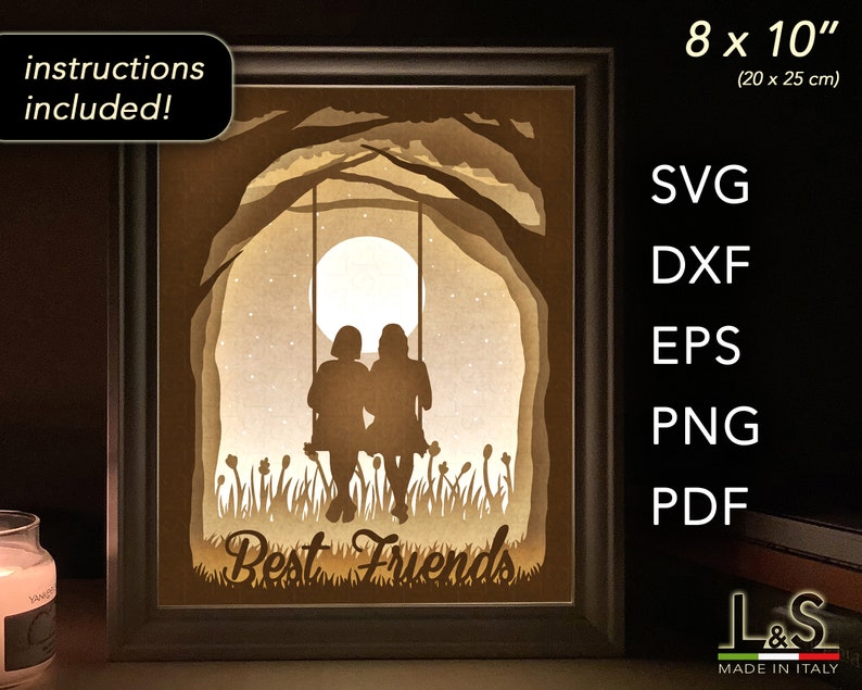 Layered Best Friends Shadow Box Template Lighted Shadow Box | Etsy