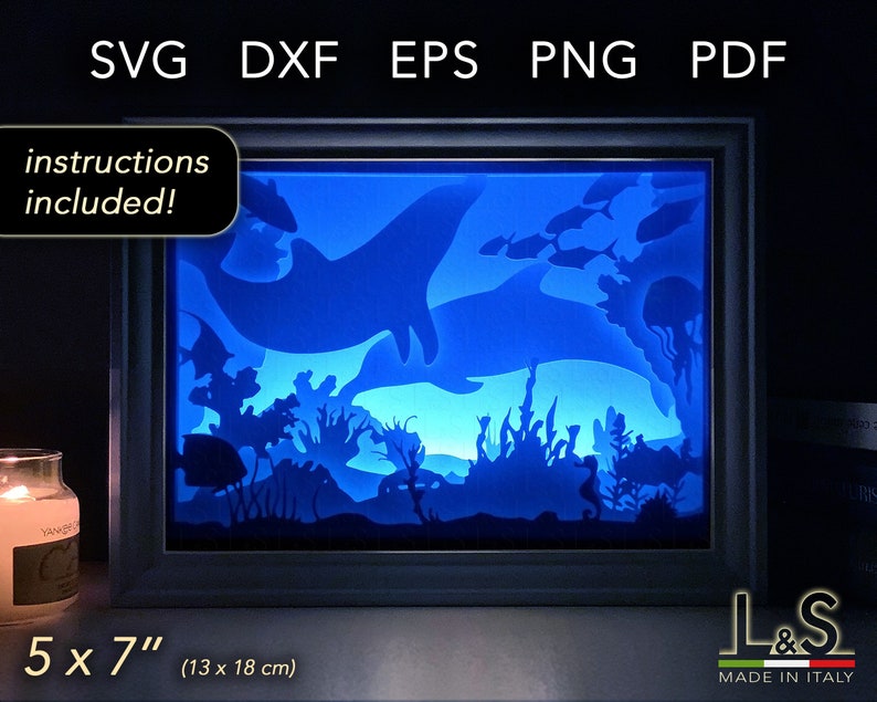 Ocean Sea Life Light Box Template SVG Night Light 3D Shadow - Etsy
