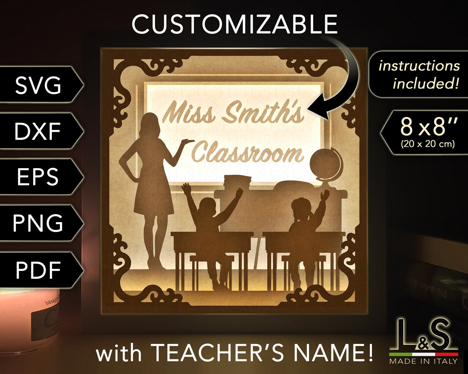 Layered Teacher Shadow Box Svg Cricut Personalized Classroom | Etsy
