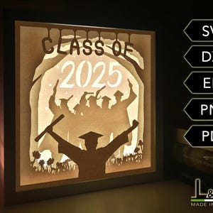 Graduation Shadow Box Template, 3D Light Box Svg, Lighted Shadow Box ...