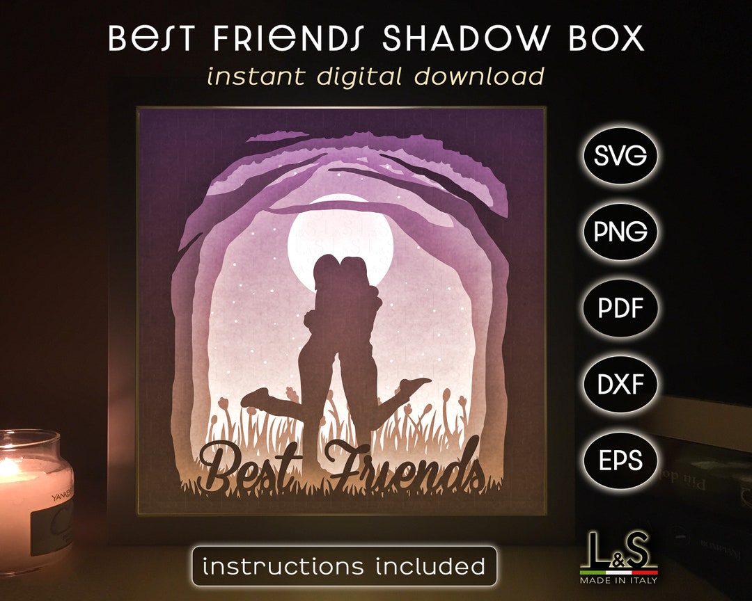 Best Friends Shadow Box Template, Friends Layered Shadow Box Svg Files ...