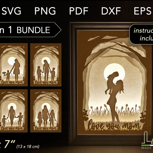 Dad and Kids Shadow Box Template 5 in 1 Light Box for - Etsy