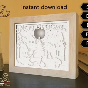 3D Christmas Village Shadow Box Svg Winter Shadowbox Svg - Etsy