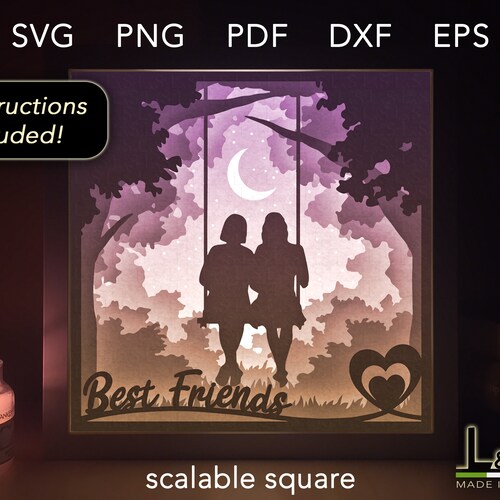Best Friends Shadow Box Svg Friendship Shadow Box Template - Etsy