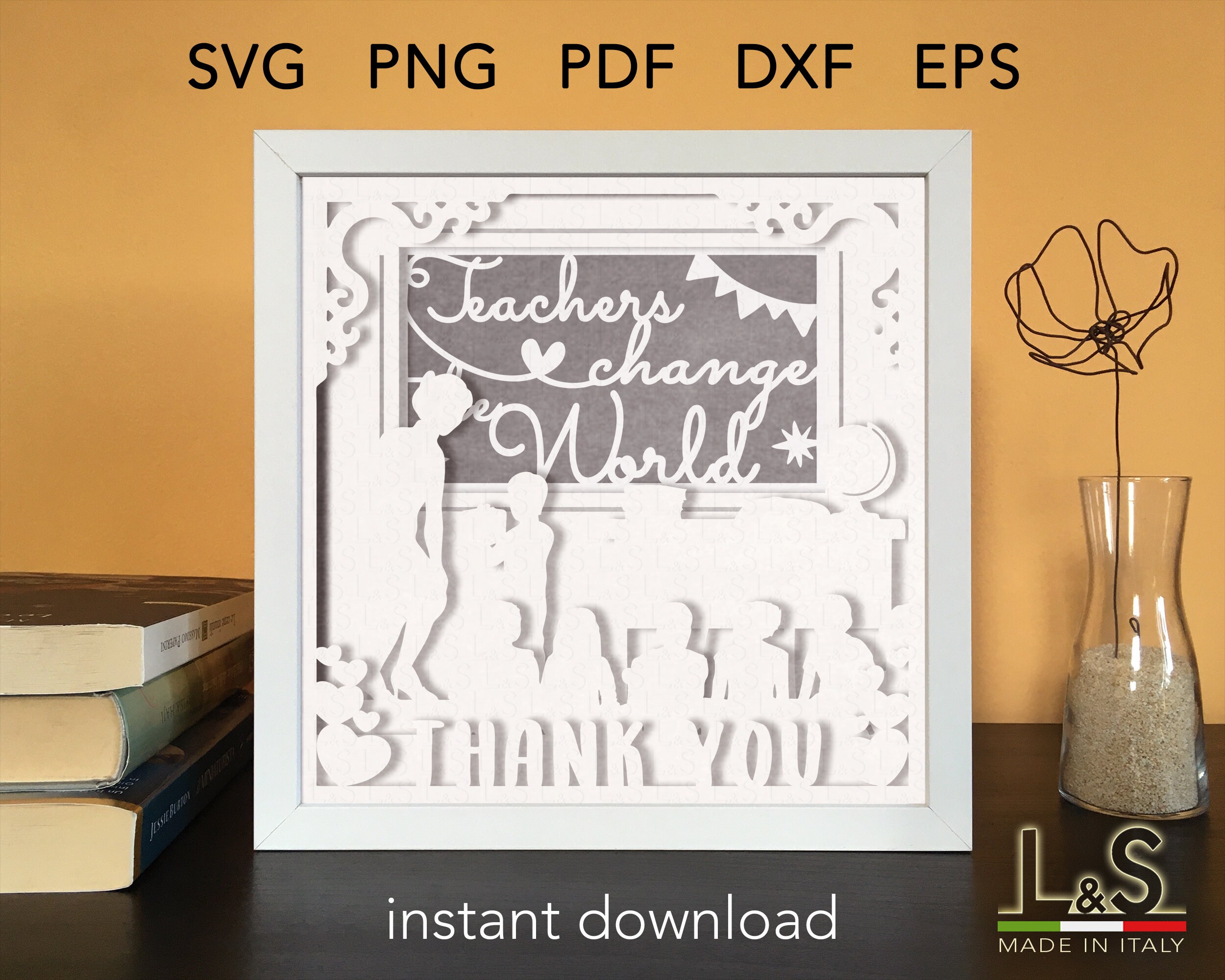 Layered Teacher Shadow Box Template Light Box svg File 3D | Etsy