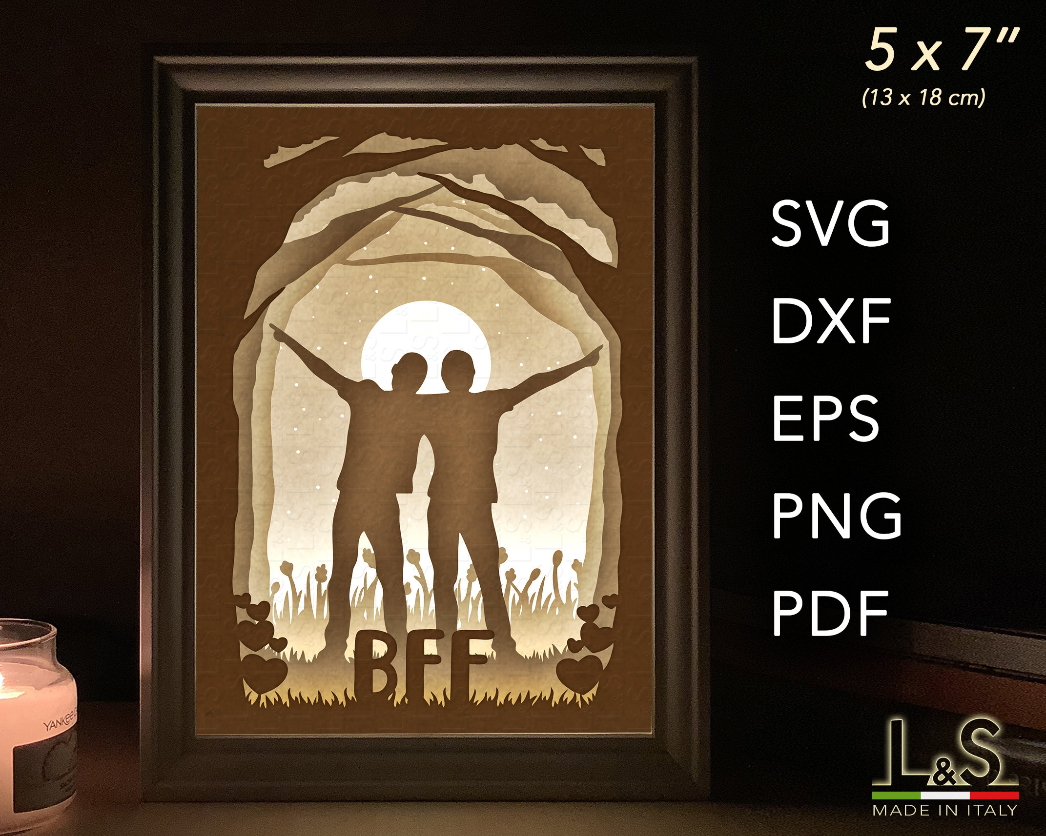 Best Friends Shadow Box SVG File for Cricut, BFF Paper Cut Light Box ...