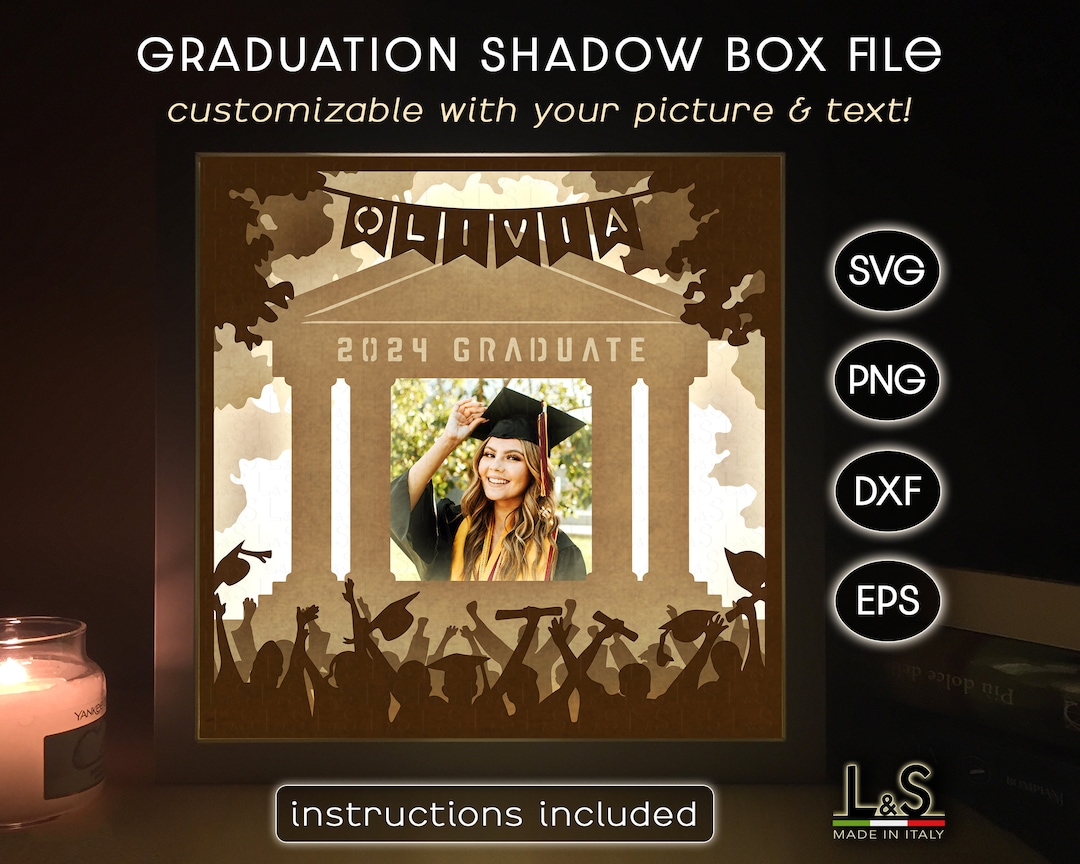 Customizable Graduation Shadow Box Svg Cricut, Layered Photo Frame Svg ...