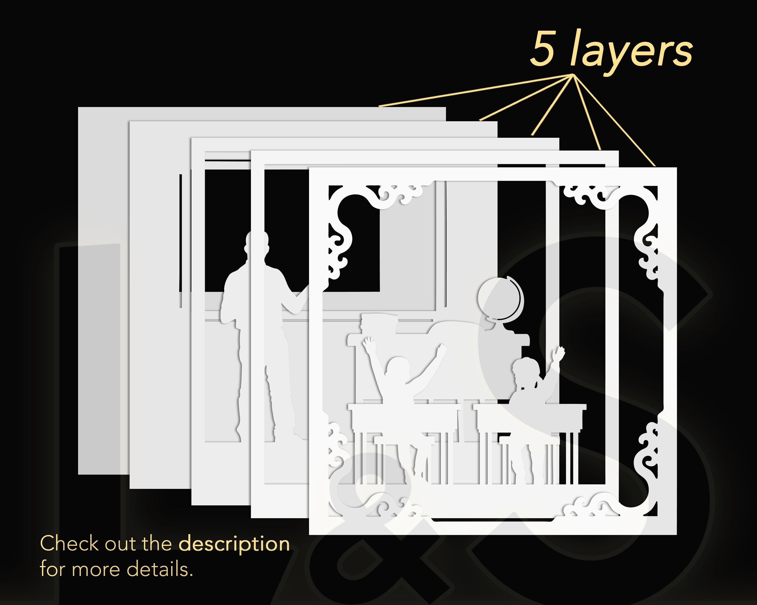 Male Teacher Shadow Box Svg 3D Layered Shadow Box Template | Etsy