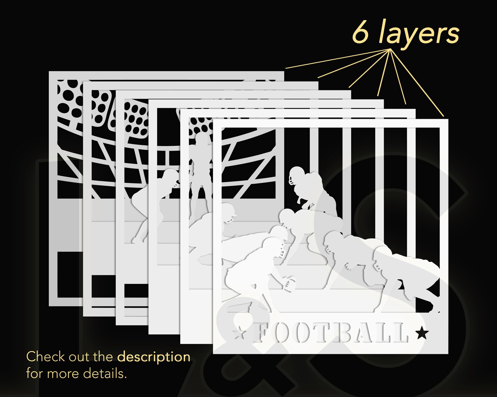 American Football Shadow Box Svg File, Football Light Box Svg, Lighted ...