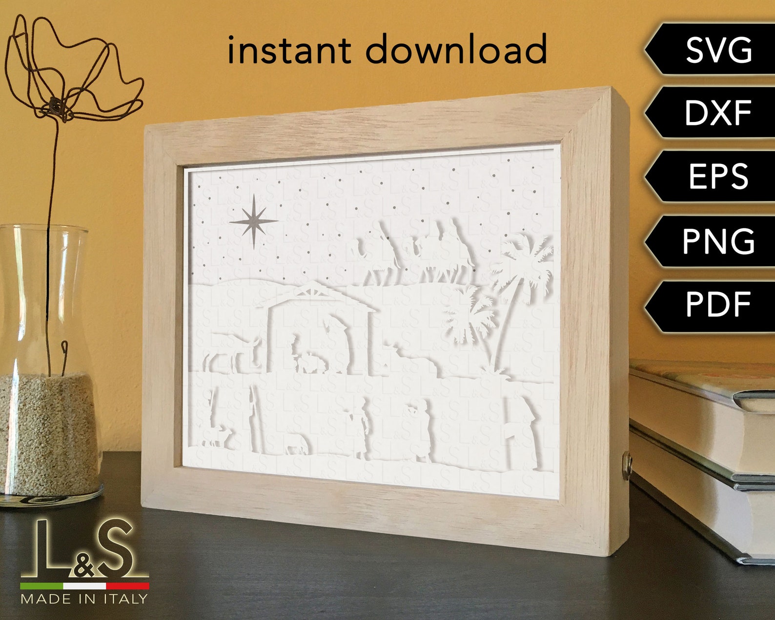Layered Nativity Shadow Box Svg Files for Cricut, Christmas Light Box ...