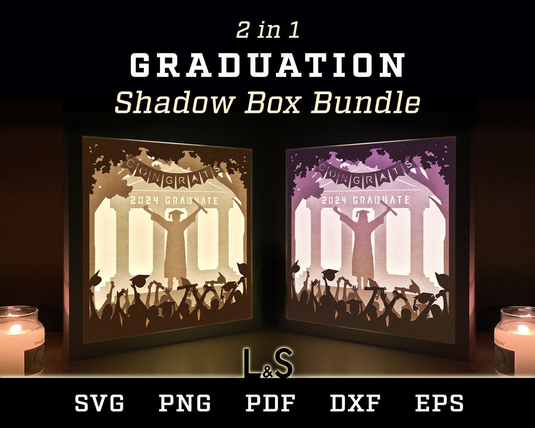 3D Graduation Shadowbox Svg Files, Paper Lightbox Svg, College Shadow ...
