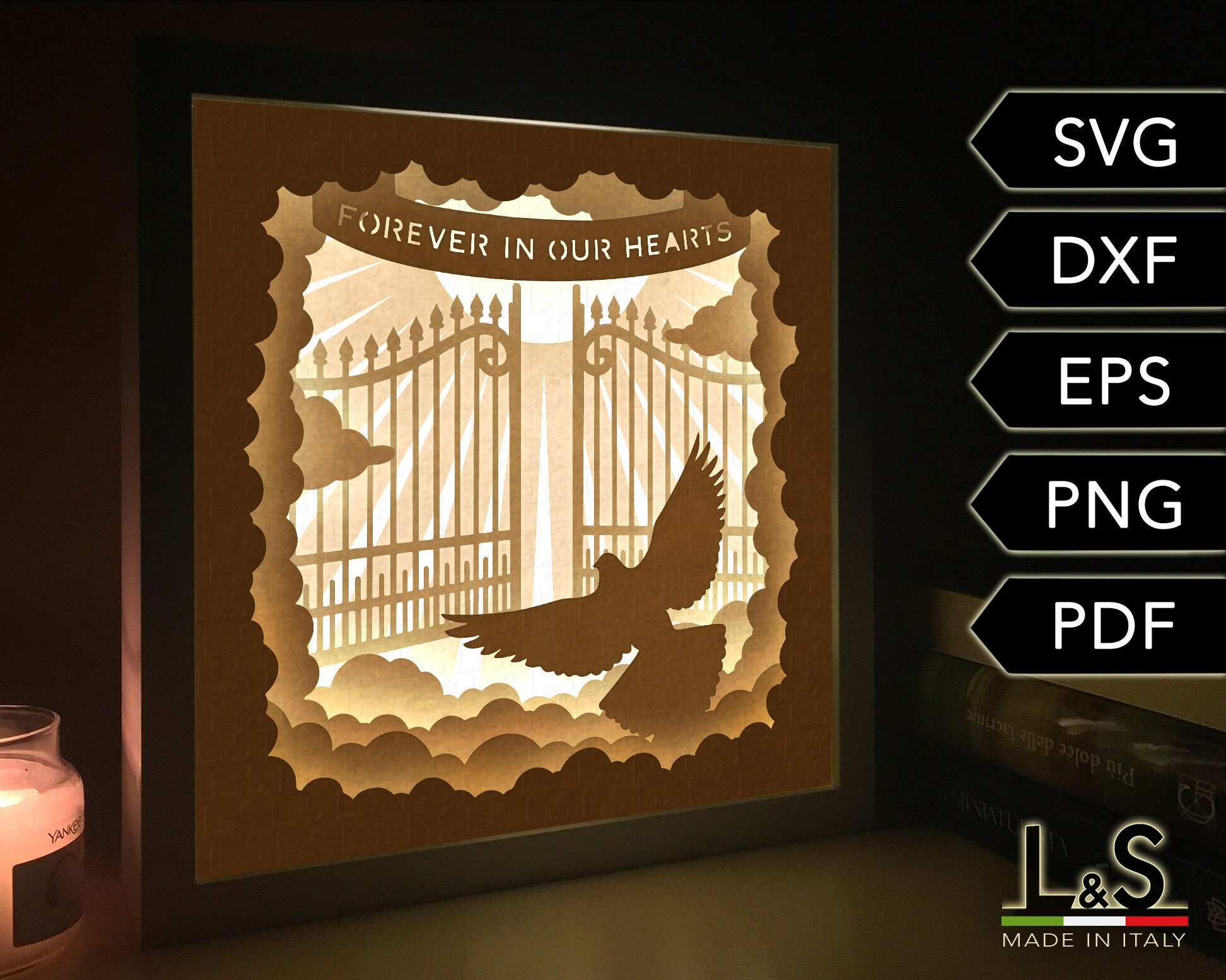 Layered Memorial Shadow Box Svg Cricut, Memorial Light Box Svg Files ...