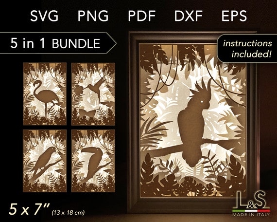 Bird Shadow Box Template Lighted Shadow Box Svg Bundle Paper | Etsy