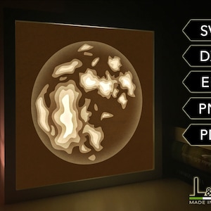 Moon Shadow Box Svg Files for Cricut, Layered Moon Svg, Paper Cut Light ...